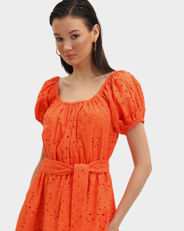 Длинное платье миди из хлопка с вышивкой ришелье с поясом Calin Doux ...