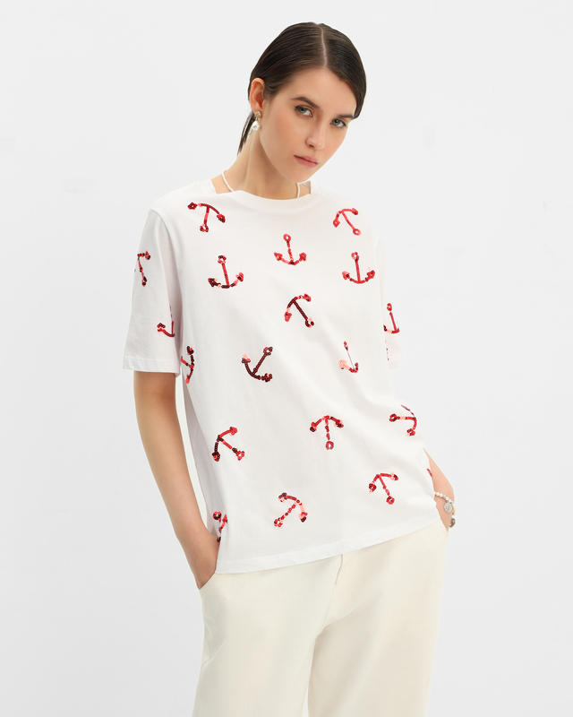 Свободная футболка с узором из пайеток KIORO by Shopping Live 175193 ...