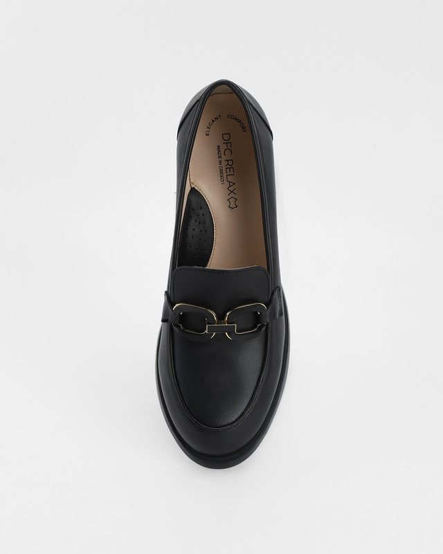 Легкие кожаные лоферы на устойчивом каблуке с декоративной пряжкой DFC ...