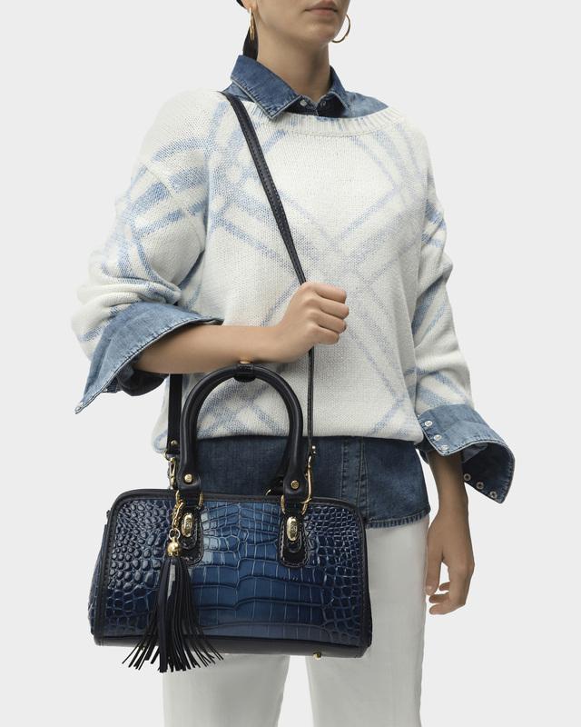 Сумка-багет из натуральной кожи с тиснением под рептилию Marino Orlandi ...