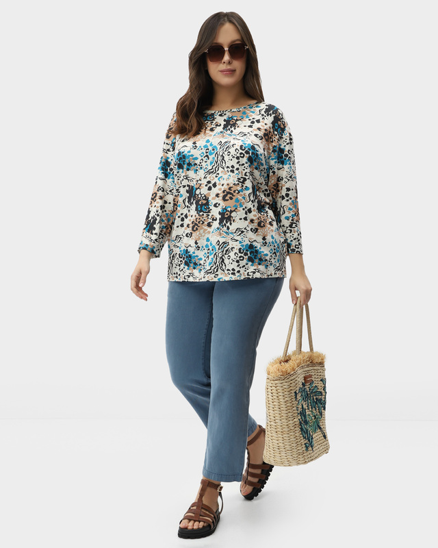 Лёгкая блузка со спущенной линией плеч и ярким принтом Helena Vera ...