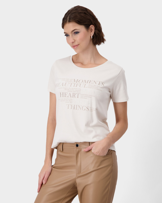 Футболка с принтом-леттерингом и термоклеевыми стразами Monari 191316 ...