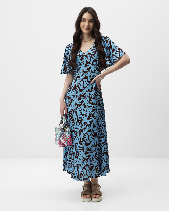 Приталенное платье из дышащего района с цветочным принтом Soufflé ...